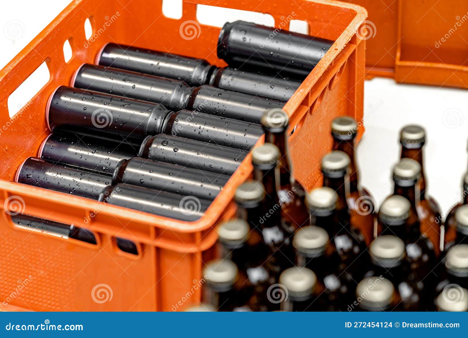Beer Bottles and Beverage Cans in the Brewery Warehouse Stock Photo ...