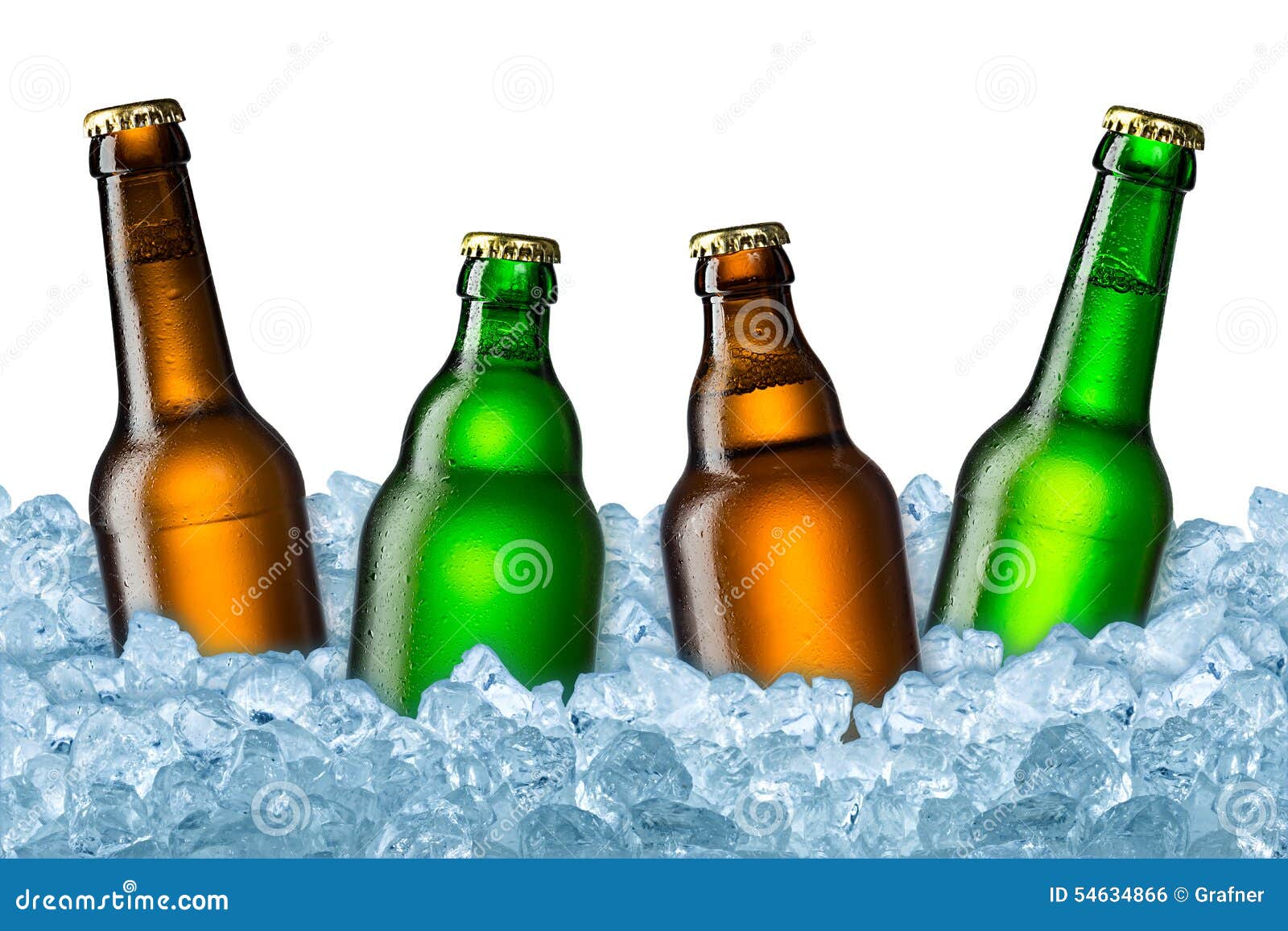 Beer bottles on ice stock photo. Image of tasty, liquid - 54634866