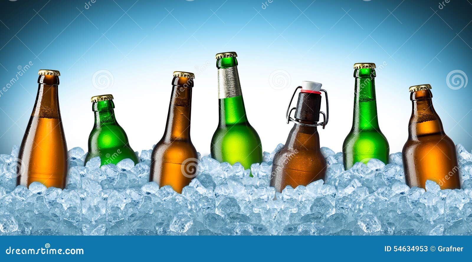 Beer Bottles On Ice Stock Photo - Image: 54634953