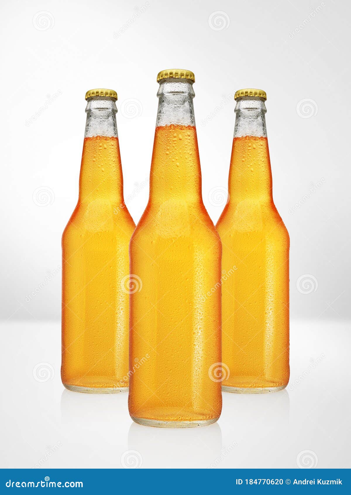 Beer Bottles with Long Neck on White Background Mockup Stock Photo ...