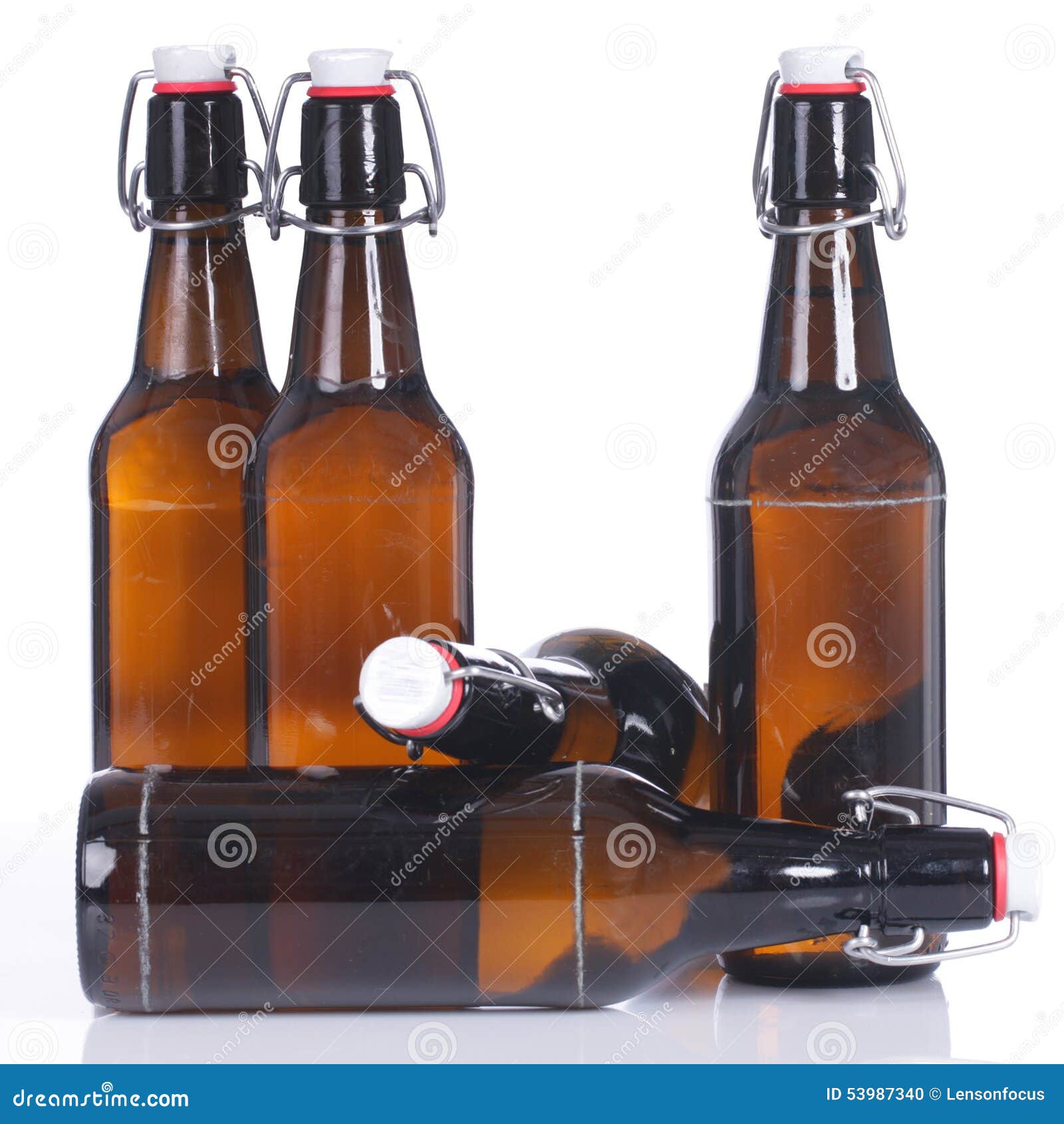 Beer Bottles Standing and Lying Isolated Stock Photo - Image of drunken ...