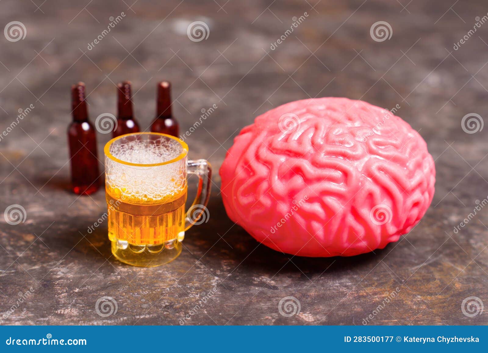 Beer and Brain: the Impact of Alcohol on the Mind Stock Image - Image ...