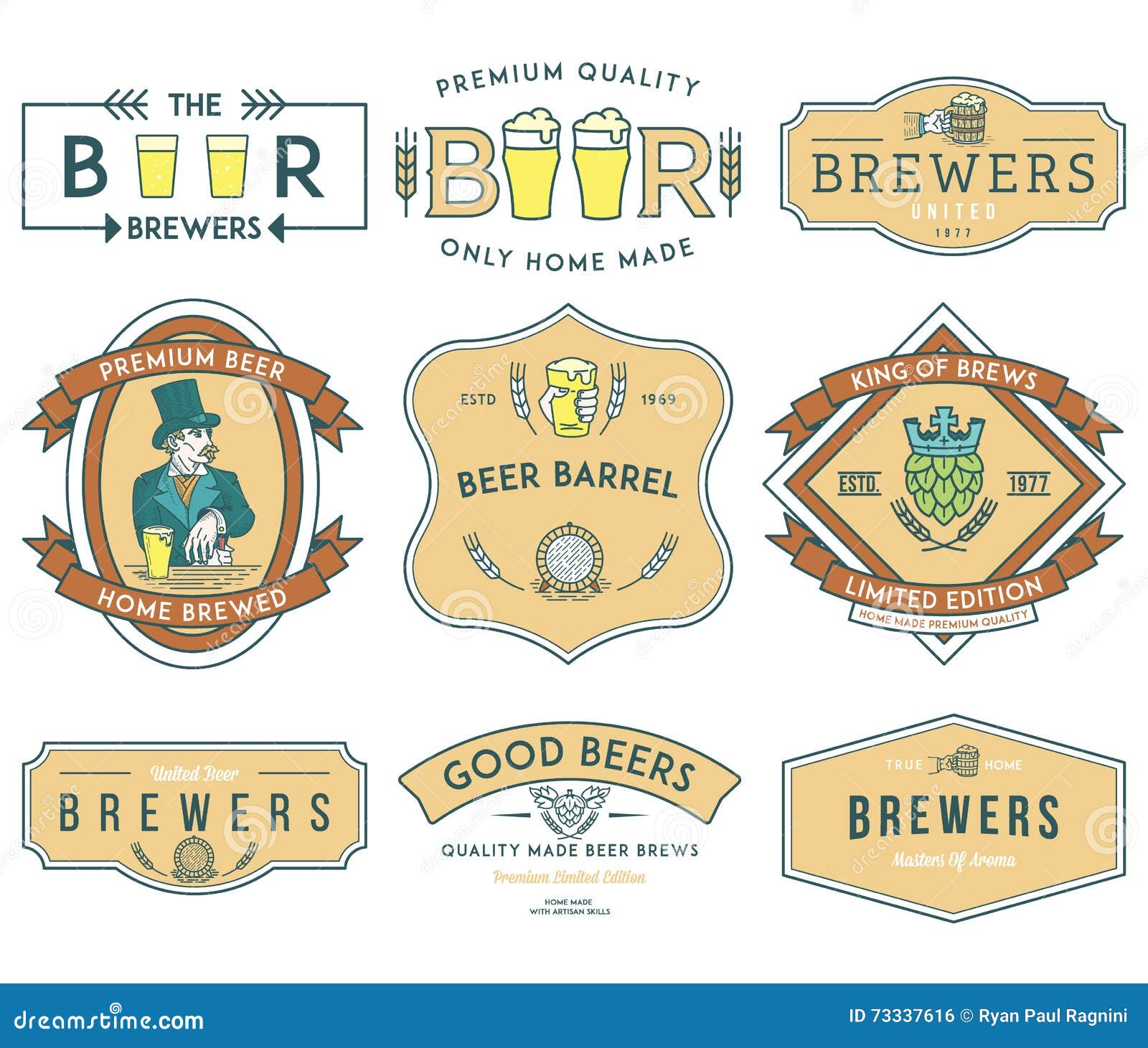 Beer Brewers Badges Colored Stock Illustration - Illustration of badge ...