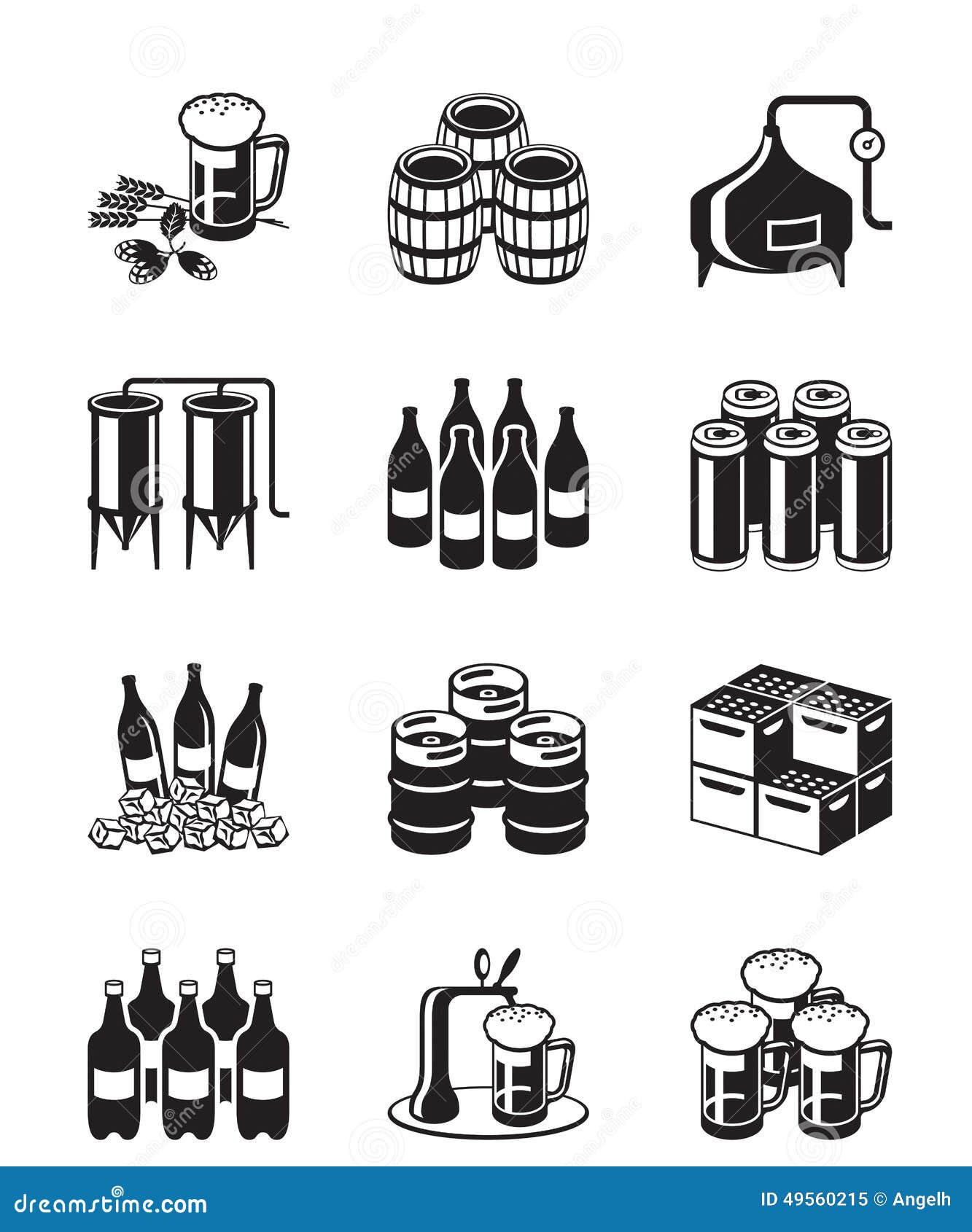 Beer and brewery icon set stock vector. Illustration of cask - 49560215