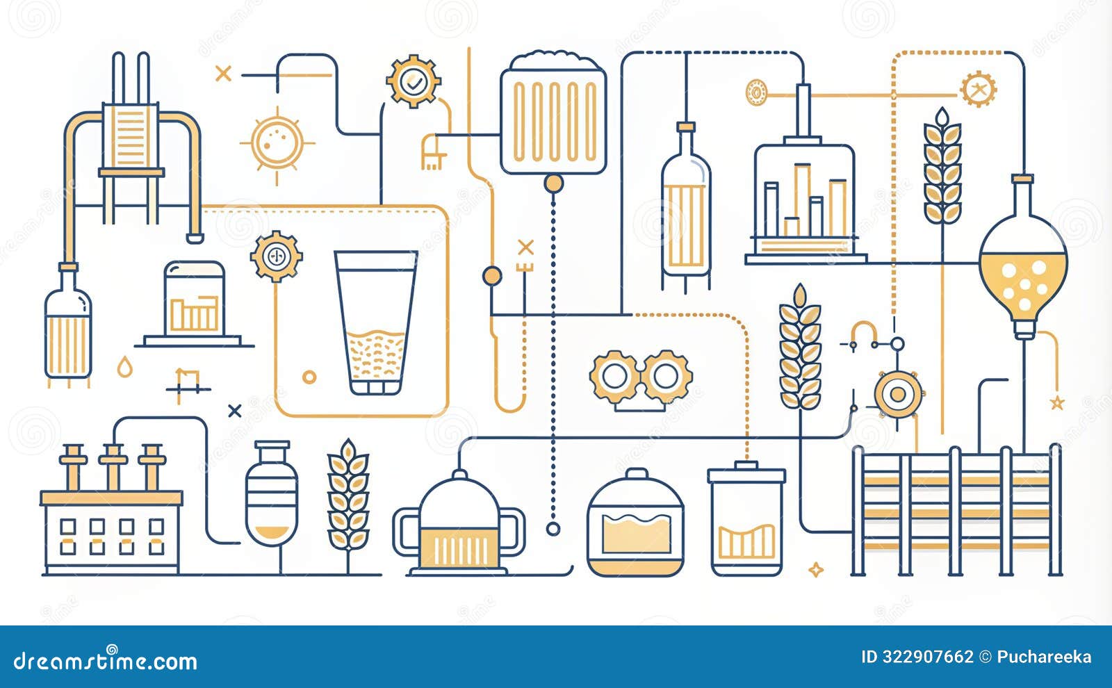 Beer Brewing Process Infographic Outline Creative AI Stock Illustration ...