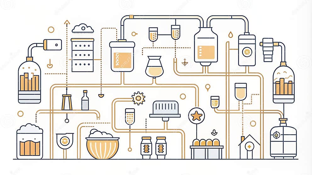 Beer Brewing Process Infographic Outline Creative AI Stock Illustration ...