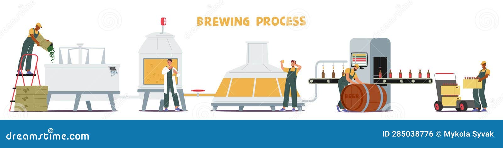 Beer Brewing Production Process Involves Steps Like Malting, Mashing ...
