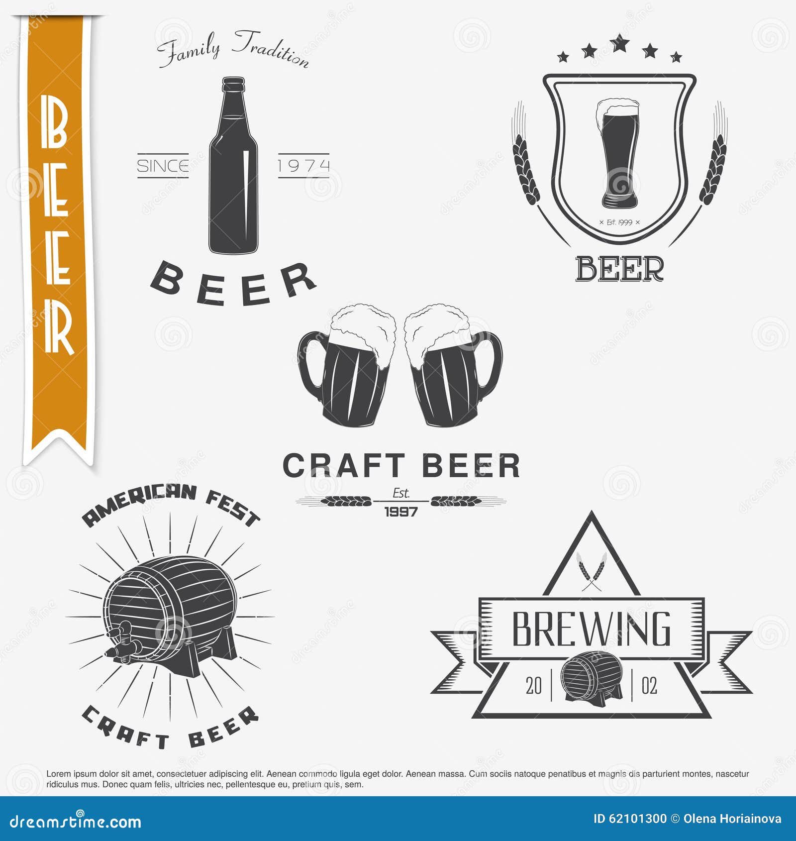 Beer and Brewing. Set. Brewing Typographic Labels, Logos and Badges ...