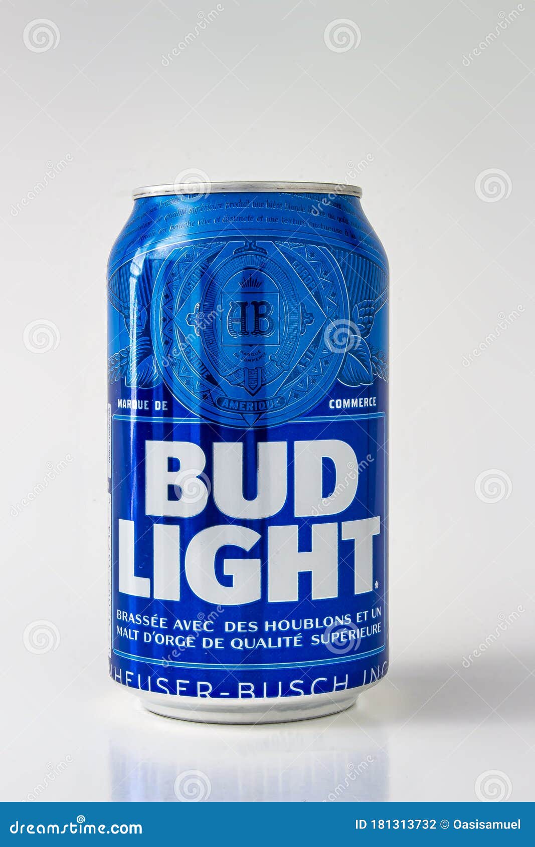 A Beer Can of Bud Light on a White Background Editorial Photography ...