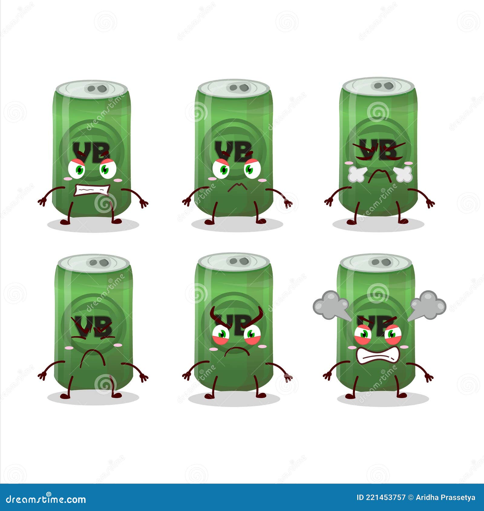 Beer Can Cartoon Character with Various Angry Expressions Stock ...