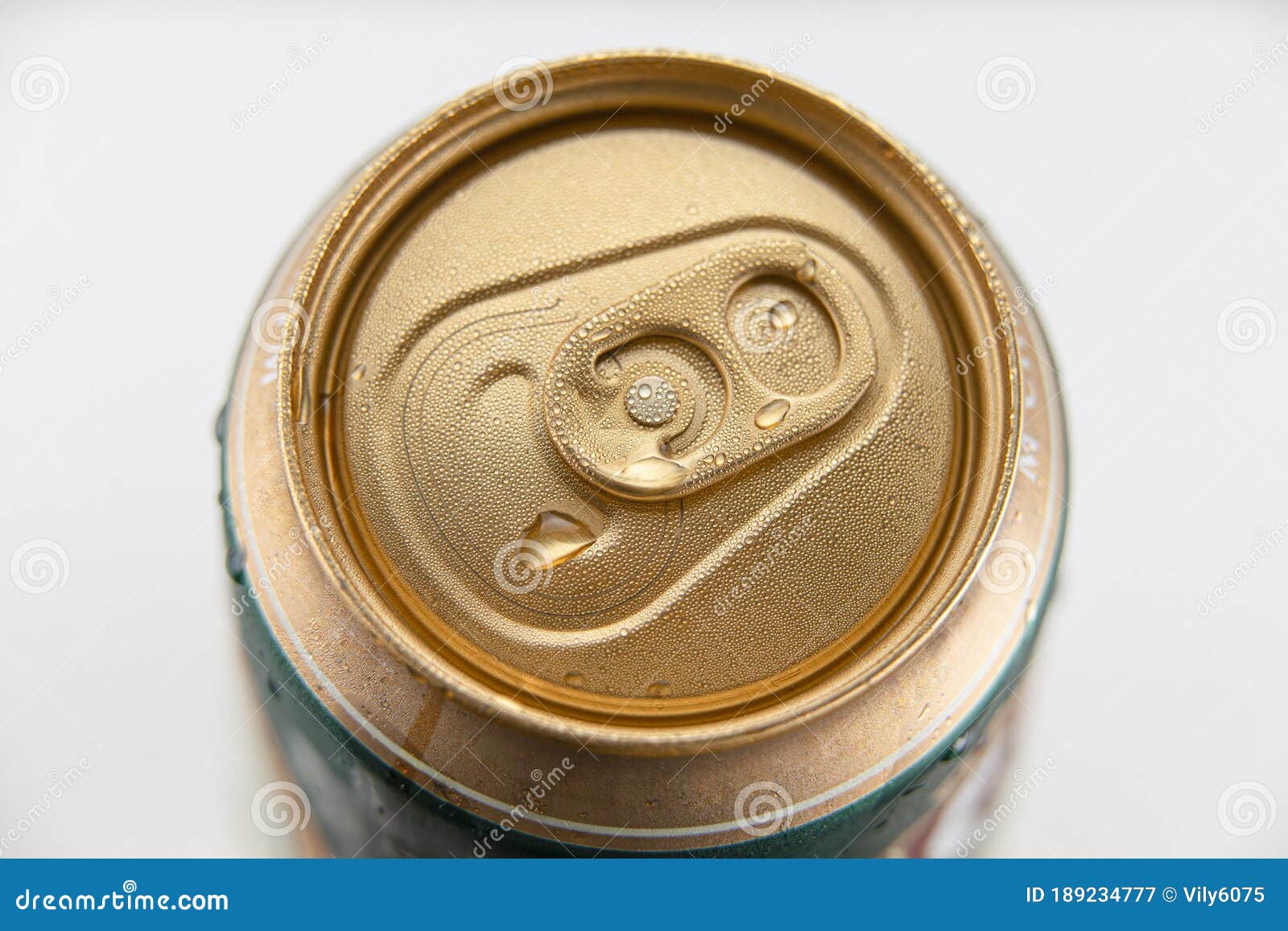 Beer Can Covered with Drops of Condensate on a White Background Stock ...