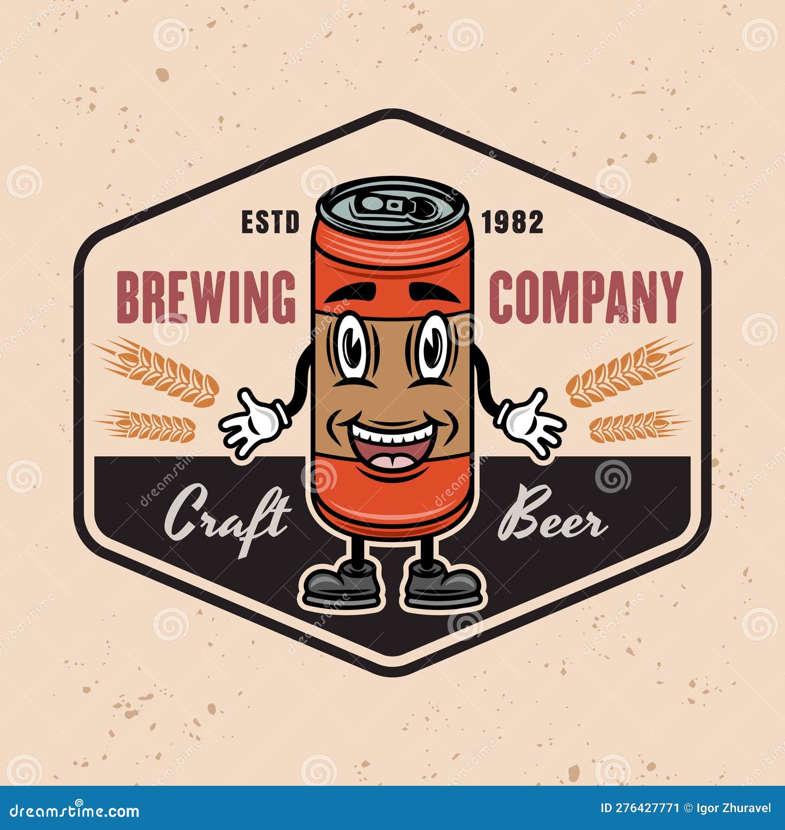 Beer Can Smiling Character Vector Colored Emblem, Badge, Label or Logo ...