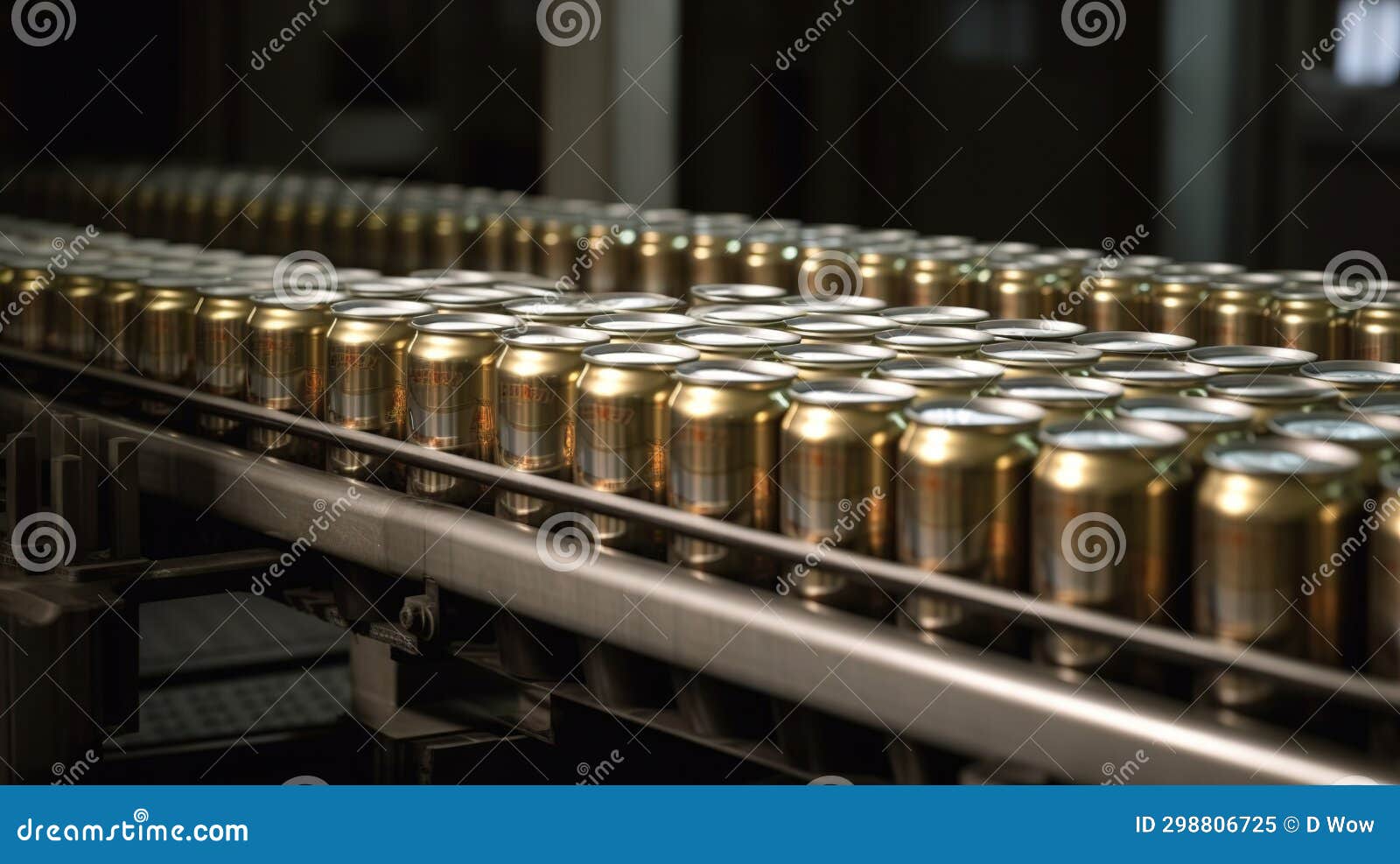 Beer Cans on a Conveyor Belt in a Factory. Production of Beer Drinks ...