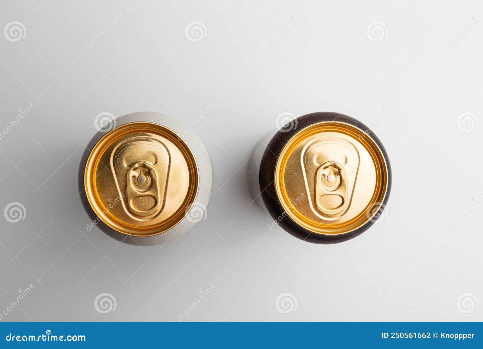 Beer Cans with Gilded Tops, Top View Stock Photo - Image of beverage ...