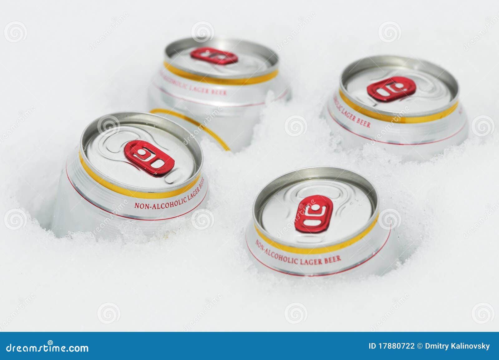 Beer cans in winter snow stock photo. Image of lager - 17880722