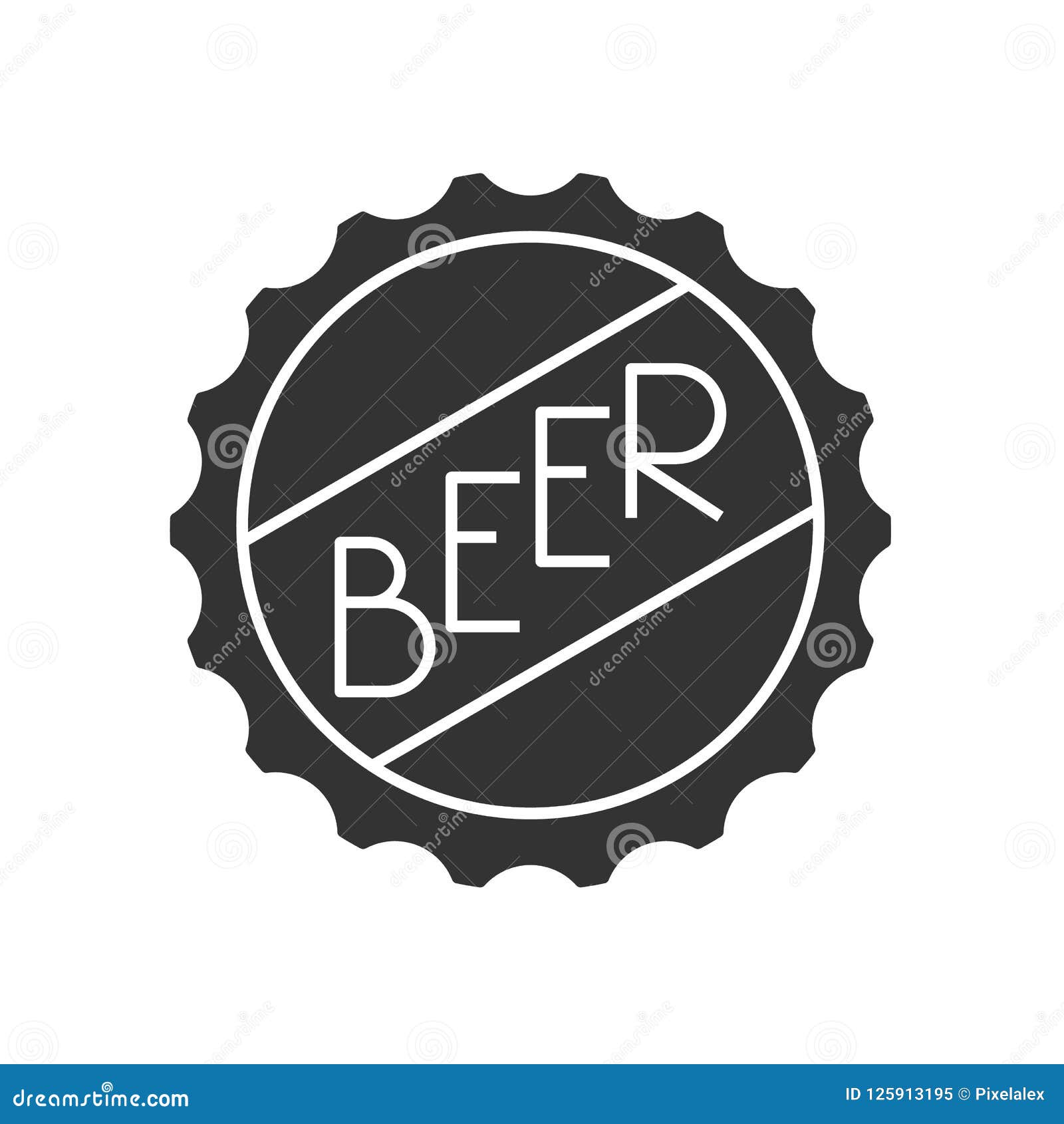 Beer cap icon stock vector. Illustration of style, icon - 125913195