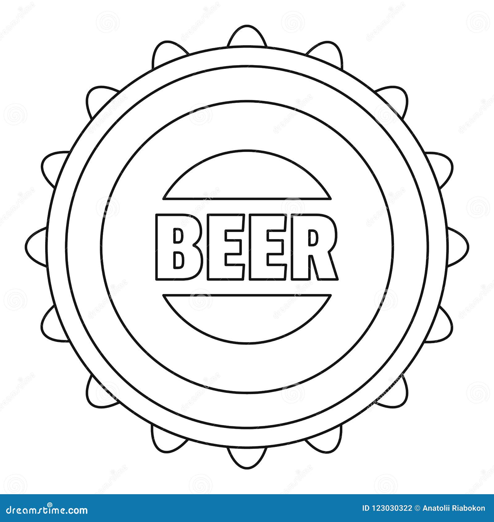 Beer Cap Icon, Outline Style. Stock Illustration - Illustration of ...