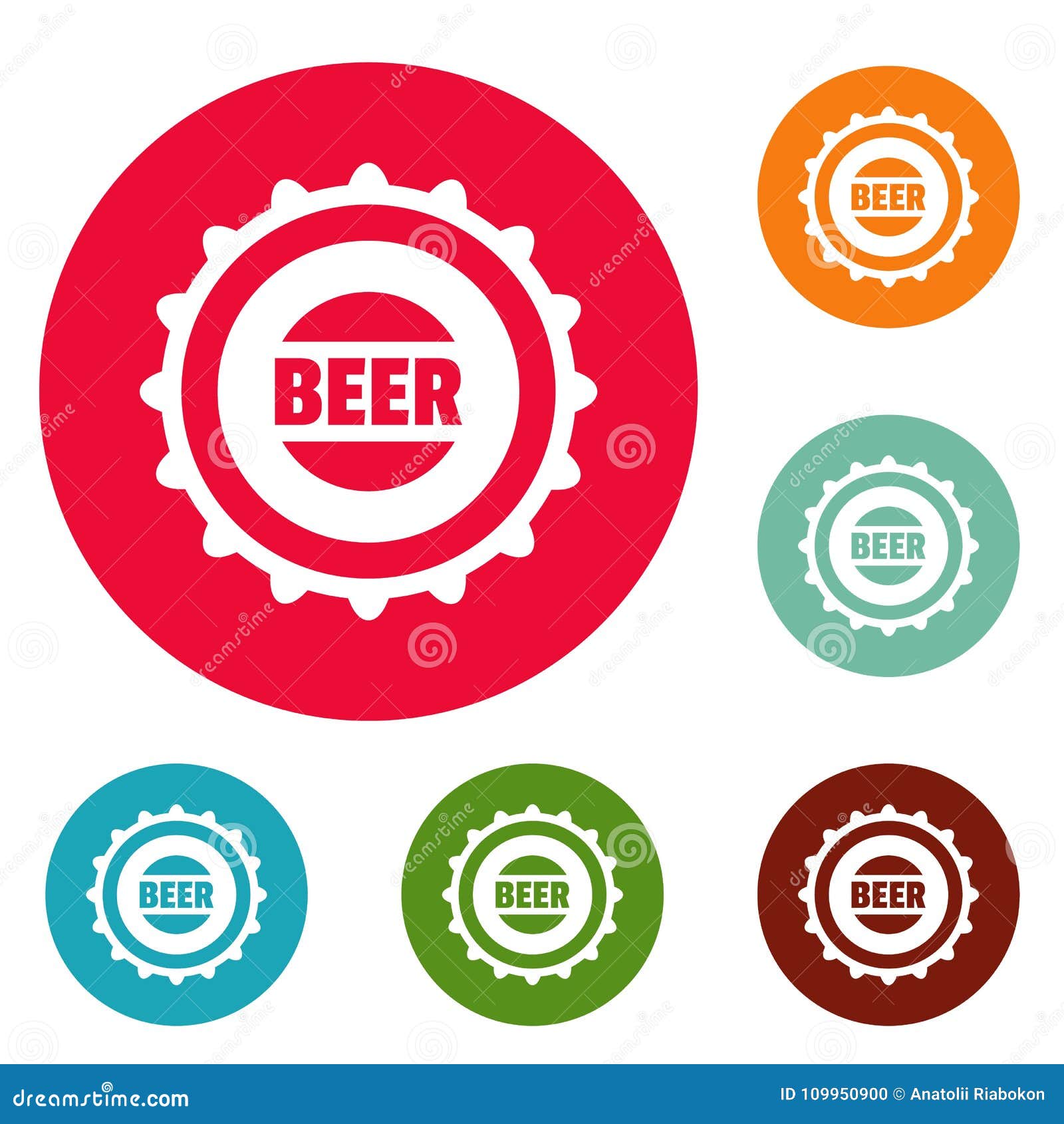 Beer Cap Icons Circle Set Vector Stock Vector - Illustration of party ...