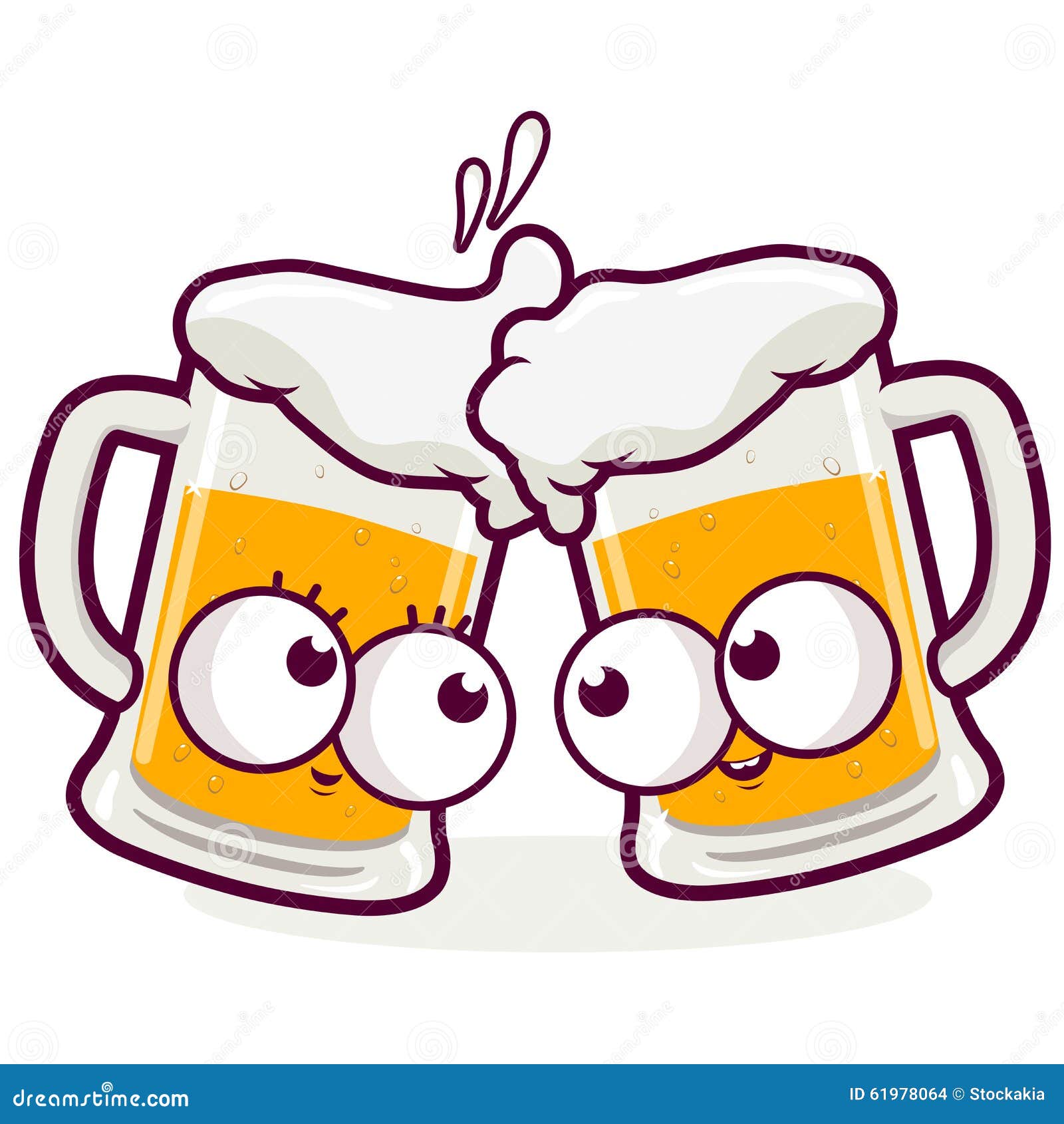 Happy Cartoon Beer Characters Toasting. Cold Cartoon Glasses Of Beer ...