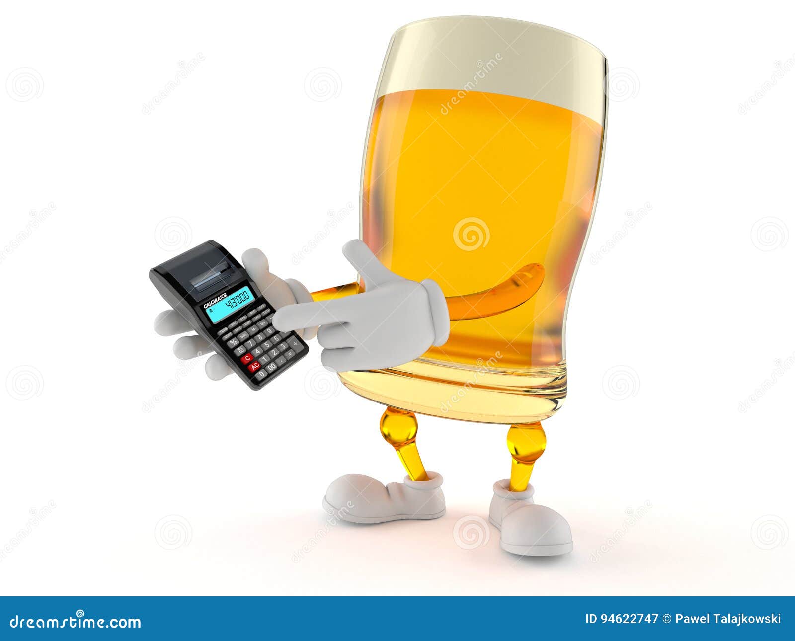 Beer Character Using Calculator Stock Illustration - Illustration of ...