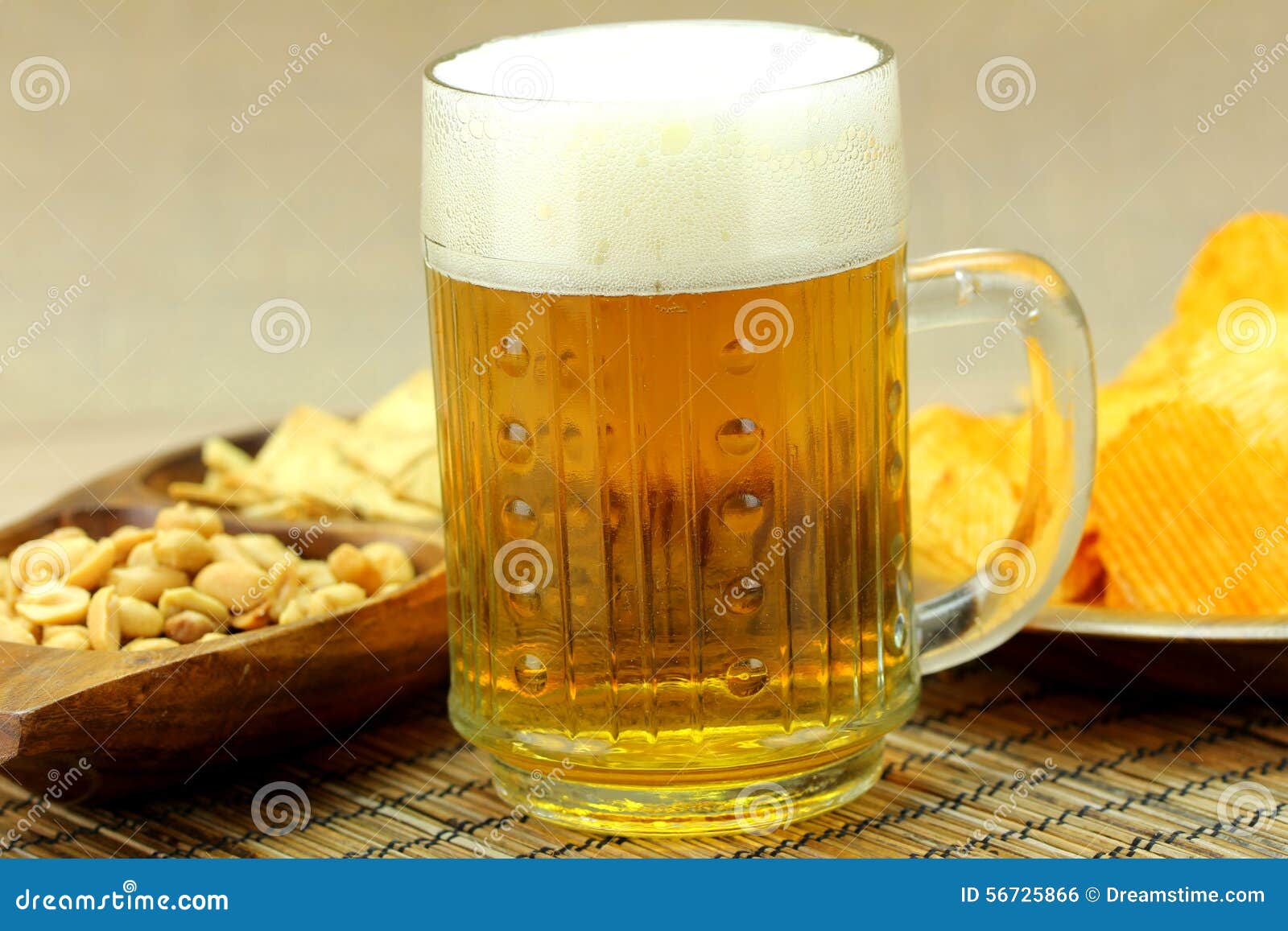 Beer with chips stock photo. Image of waiter, fried, appetizer - 56725866