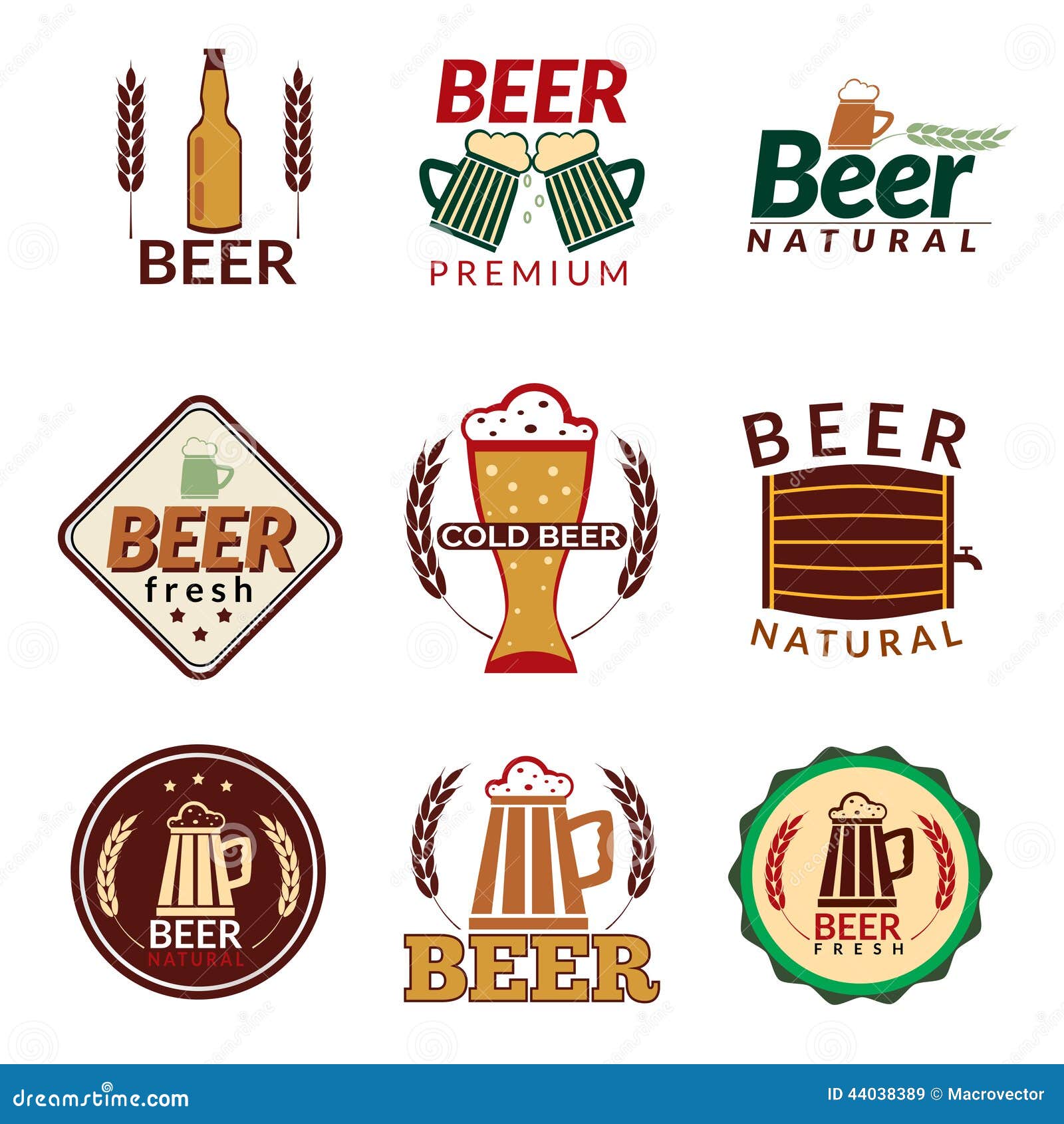 Beer colored emblems stock vector. Illustration of beverage - 44038389