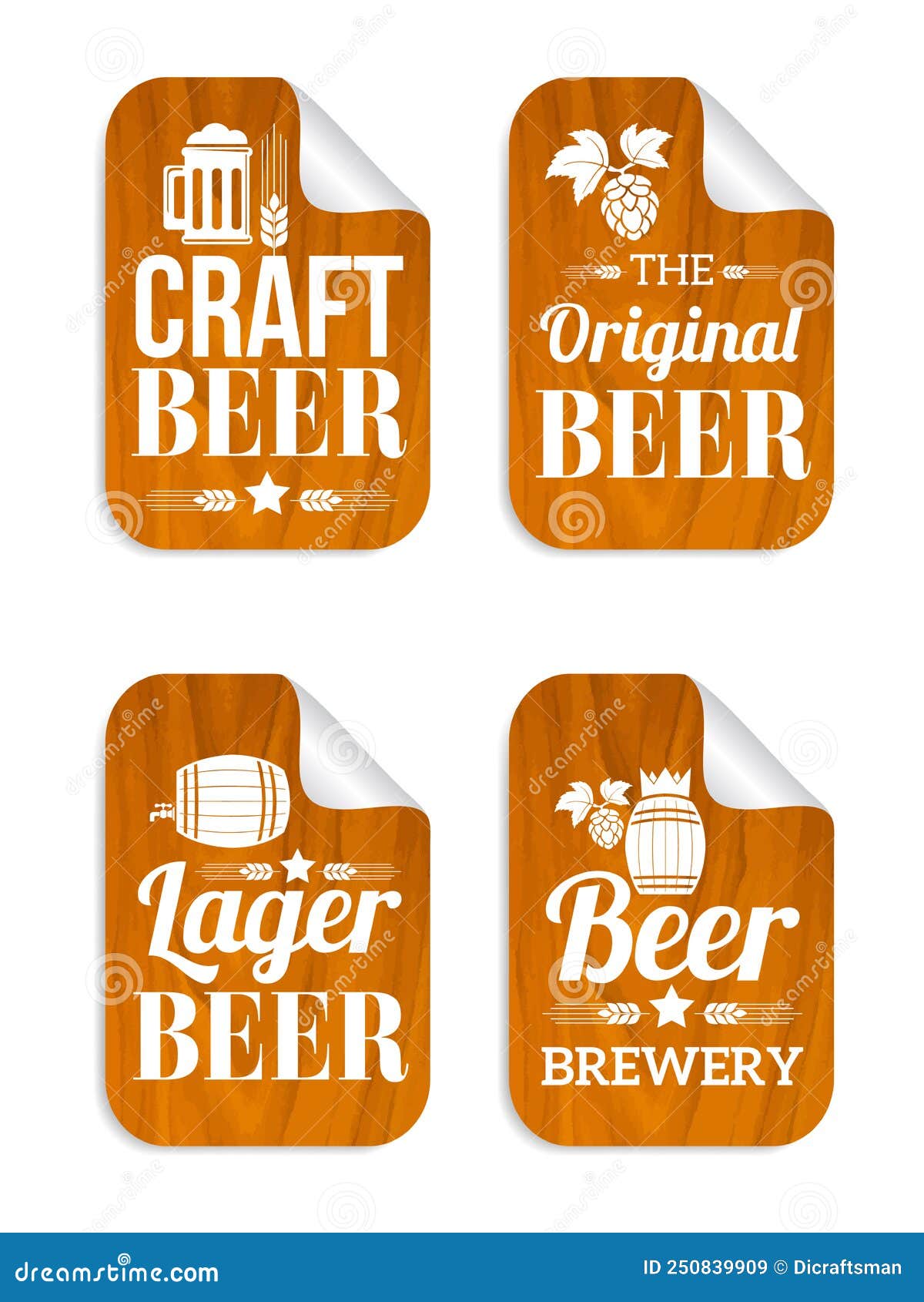 Beer Concept Design Stickers Set Stock Vector - Illustration of ...