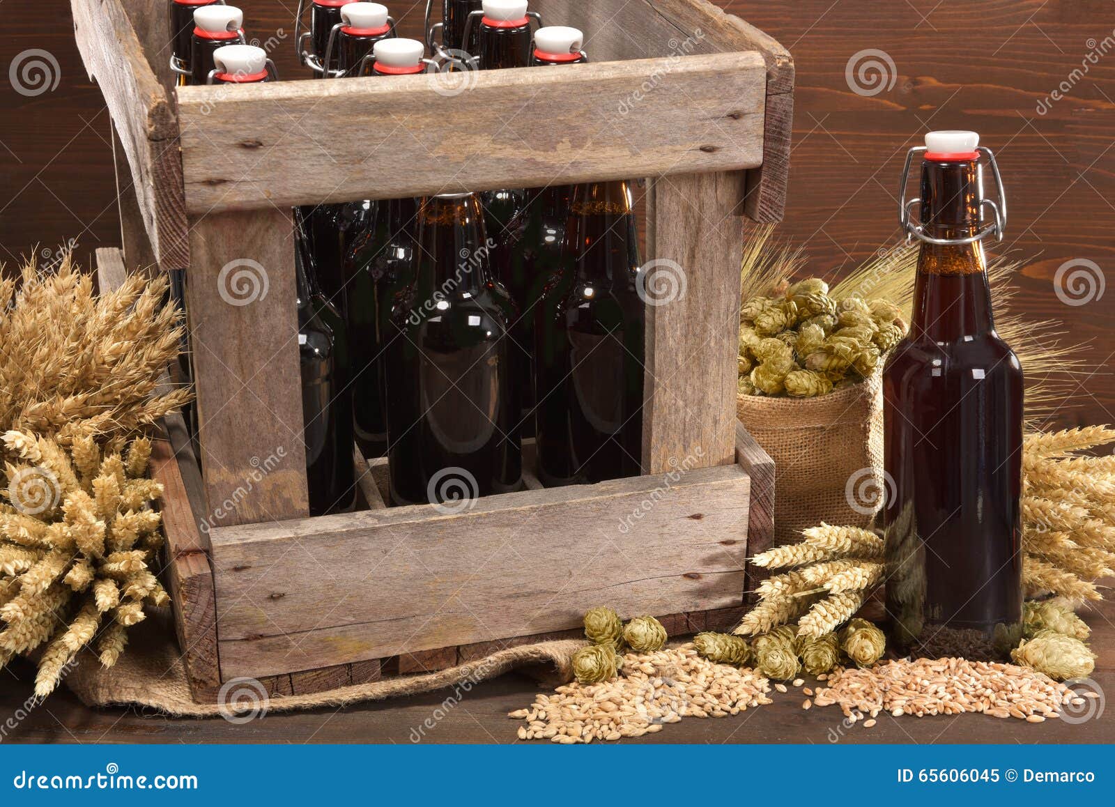 Beer crate stock image. Image of gunnysack, dried, board - 65606045