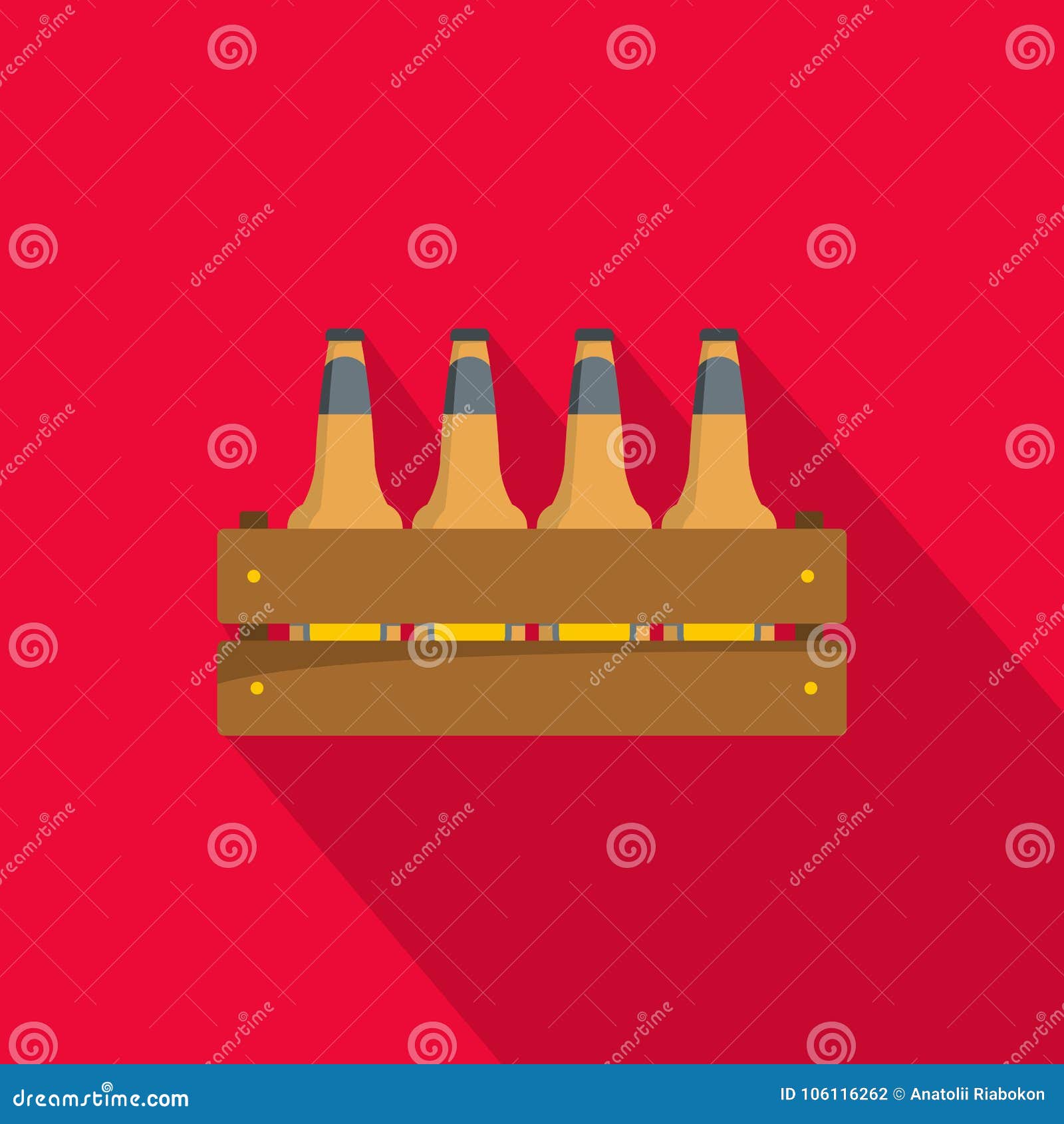Beer Crate Icon, Flat Style. Stock Vector - Illustration of glass ...