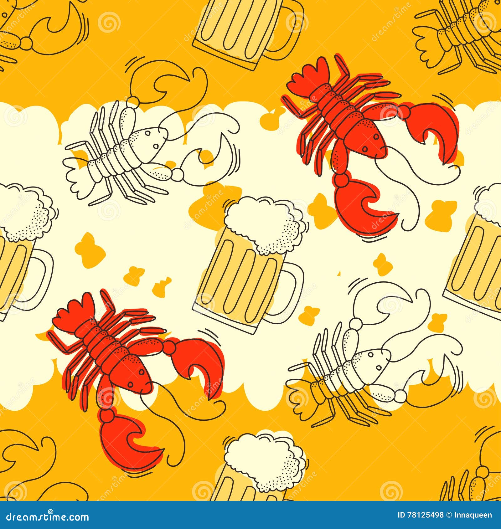 Doodle Pattern Beer Crawfish Stock Illustrations – 10 Doodle Pattern ...