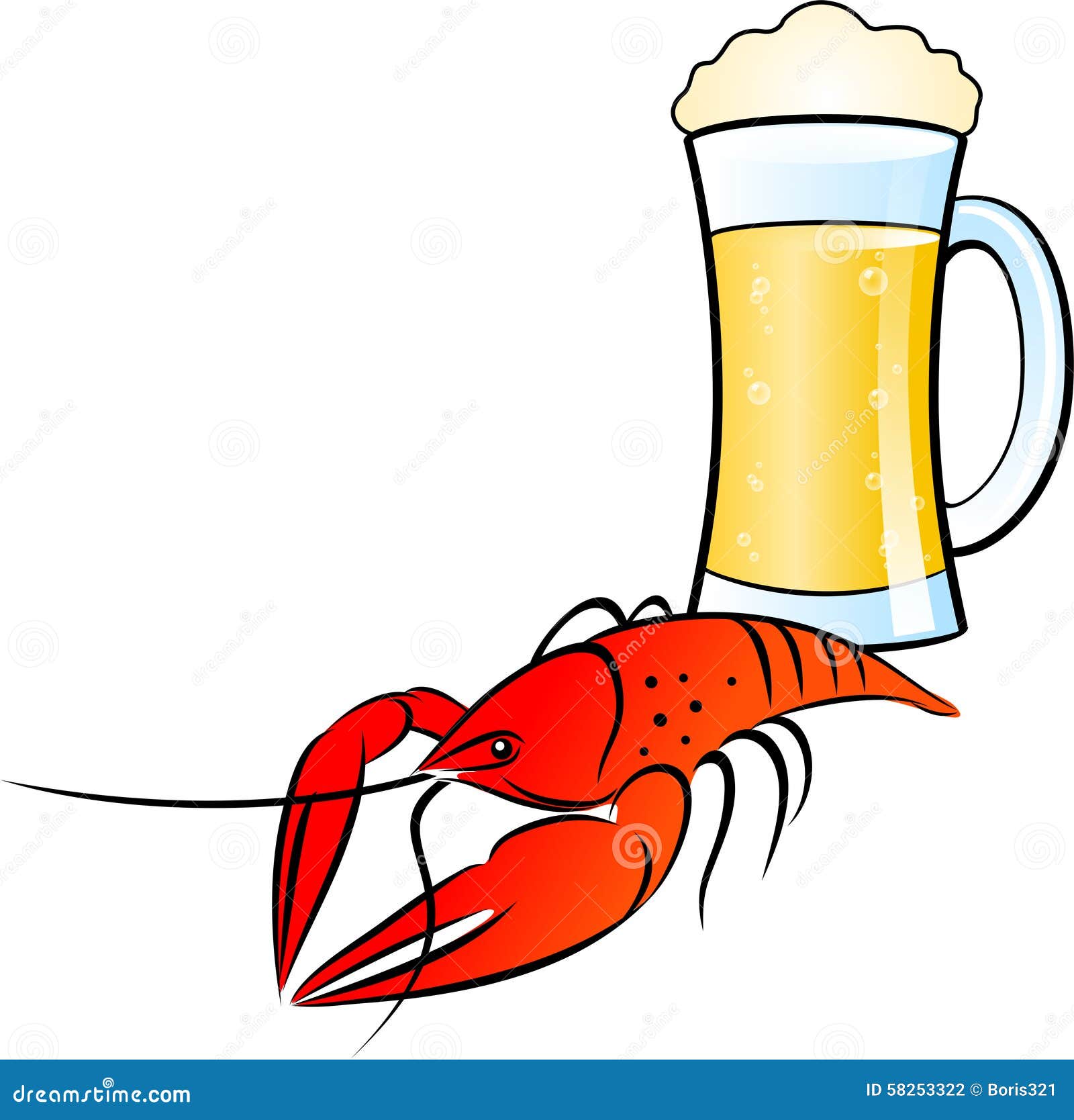 Beer&Crayfish stock vector. Illustration of beer - 58253322