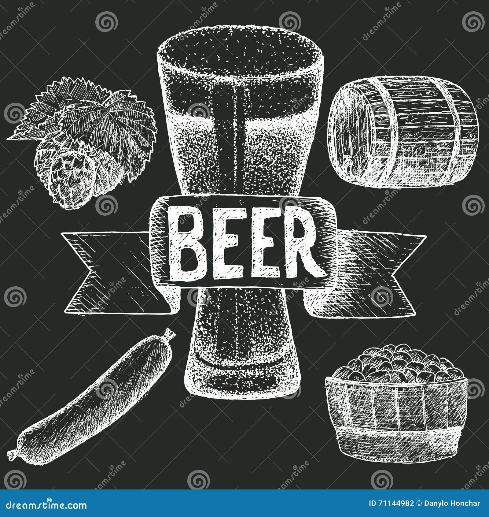 Beer. Drawing by hand. stock vector. Illustration of food - 71144982