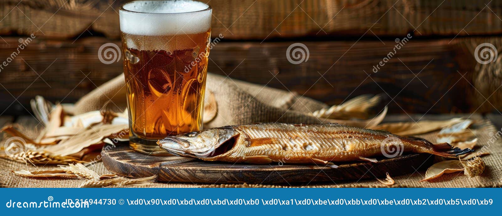 Beer and dried ram fish stock photo. Image of eating - 316944730