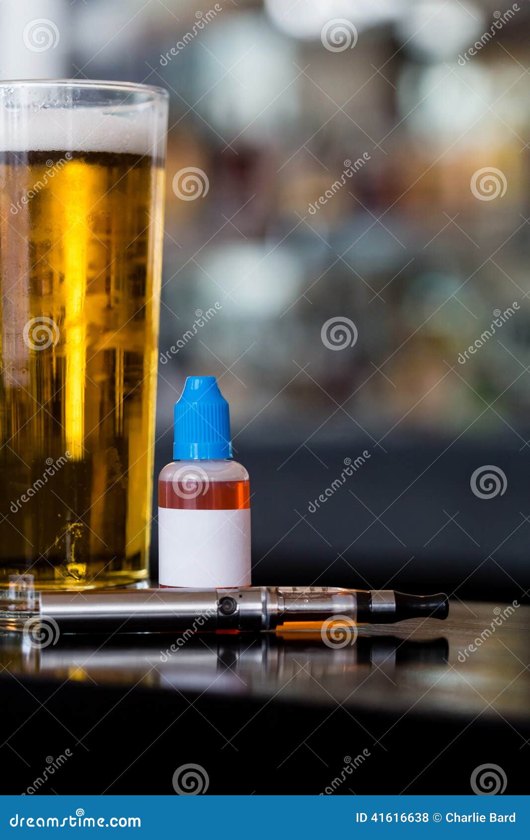 Beer, E-juice and Personal Vaporizer Stock Photo - Image of lager, vice ...