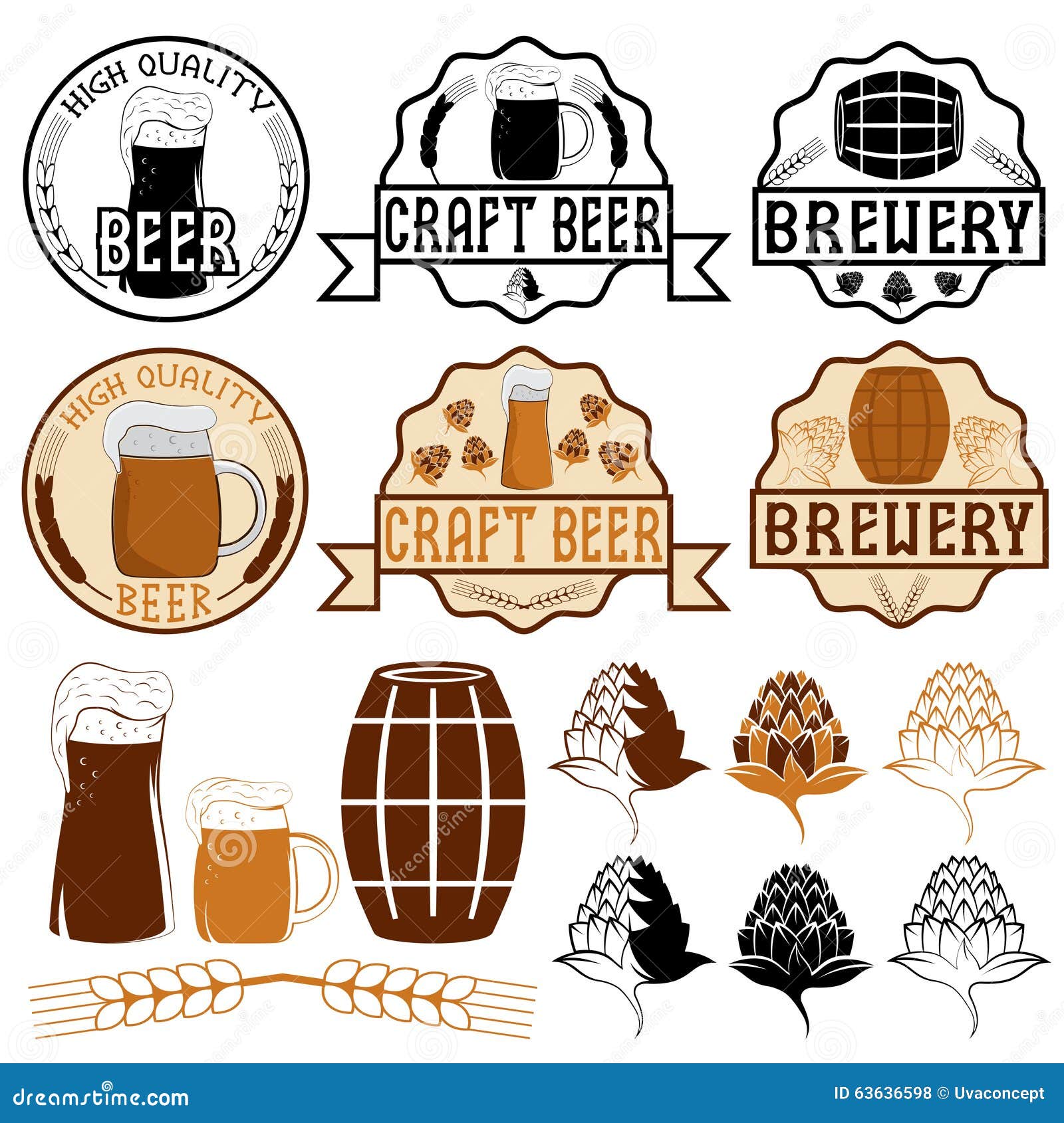 Beer emblems art stock vector. Illustration of brew, lager - 63636598