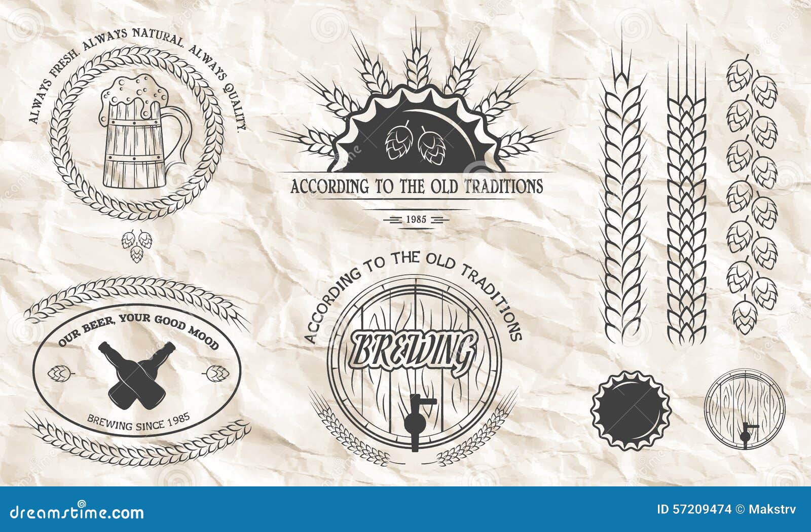 Beer Emblems, Labels, Badges Stock Vector - Illustration of brewery ...