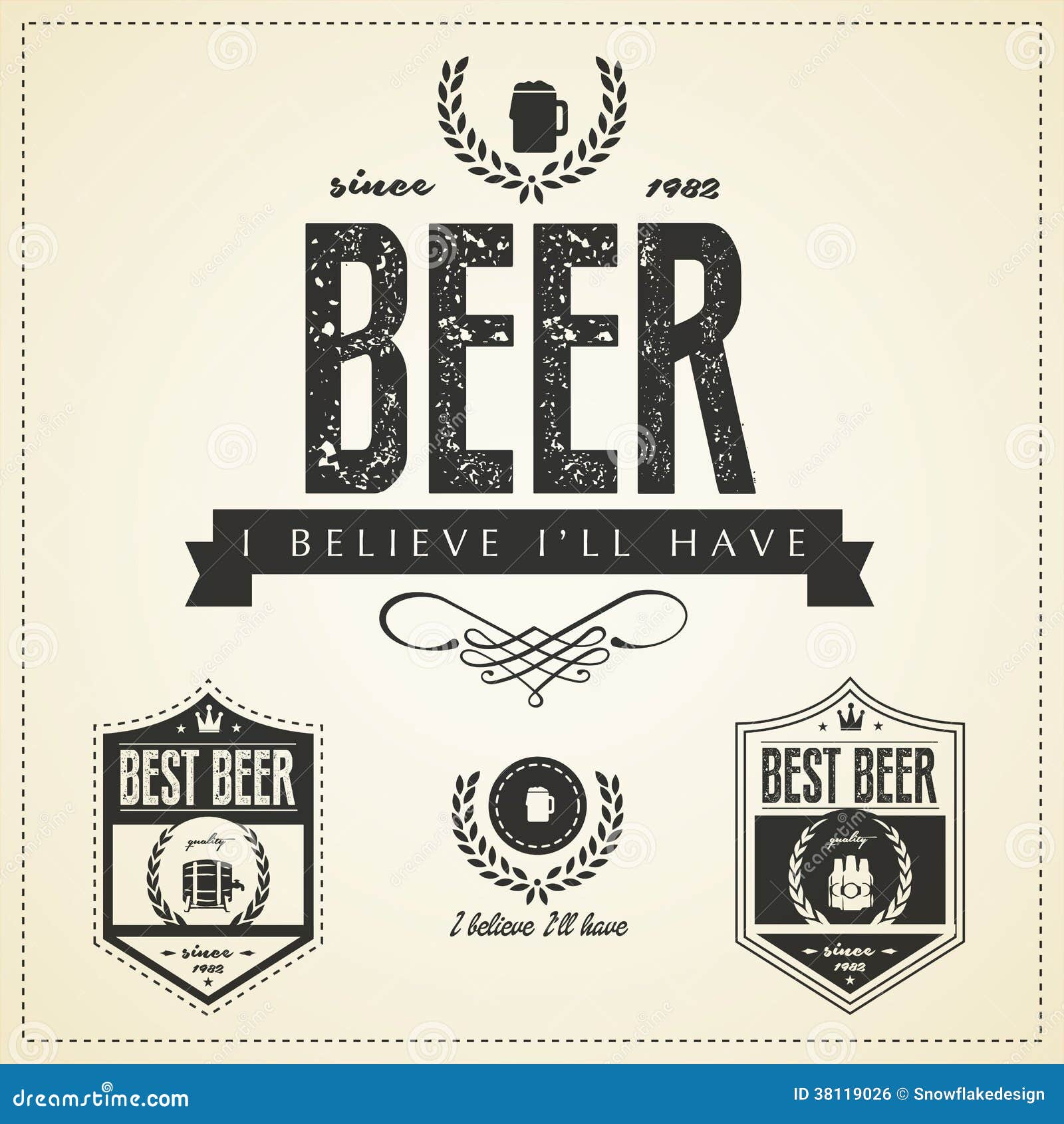 Beer Emblems and Labels - Vintage Style Stock Vector - Illustration of ...