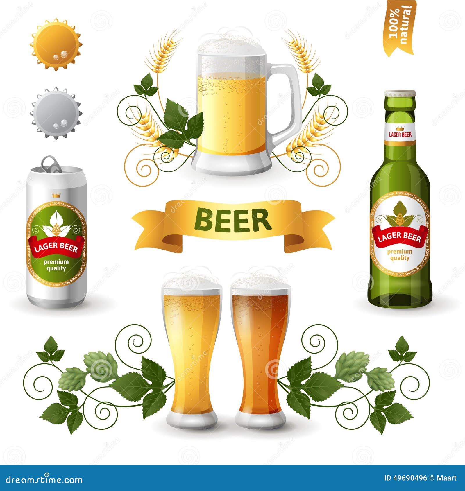 Beer emblems stock vector. Illustration of brewery, drop - 49690496