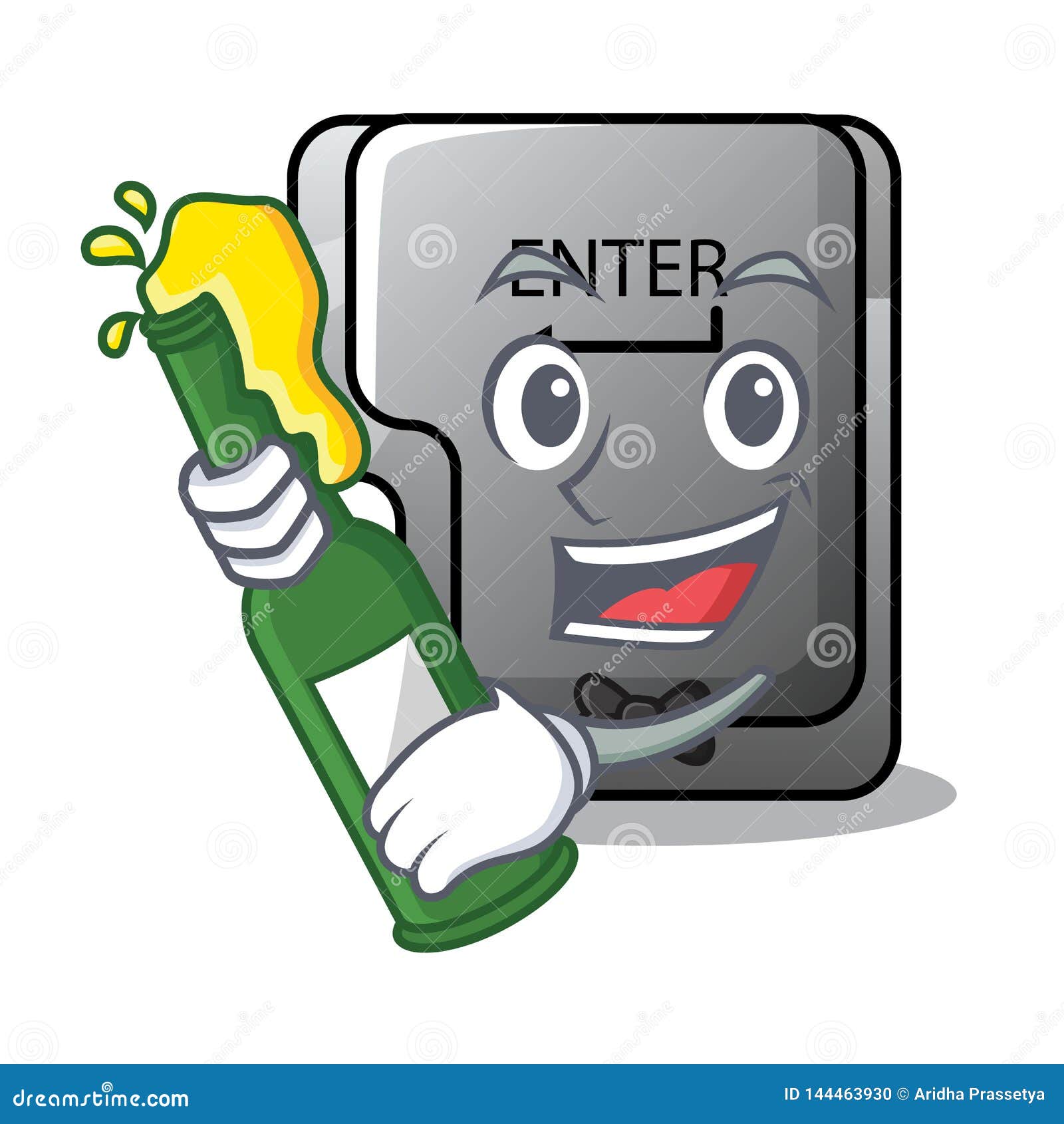 With Beer Enter Button Installed on Computer Cartoon Stock Vector ...
