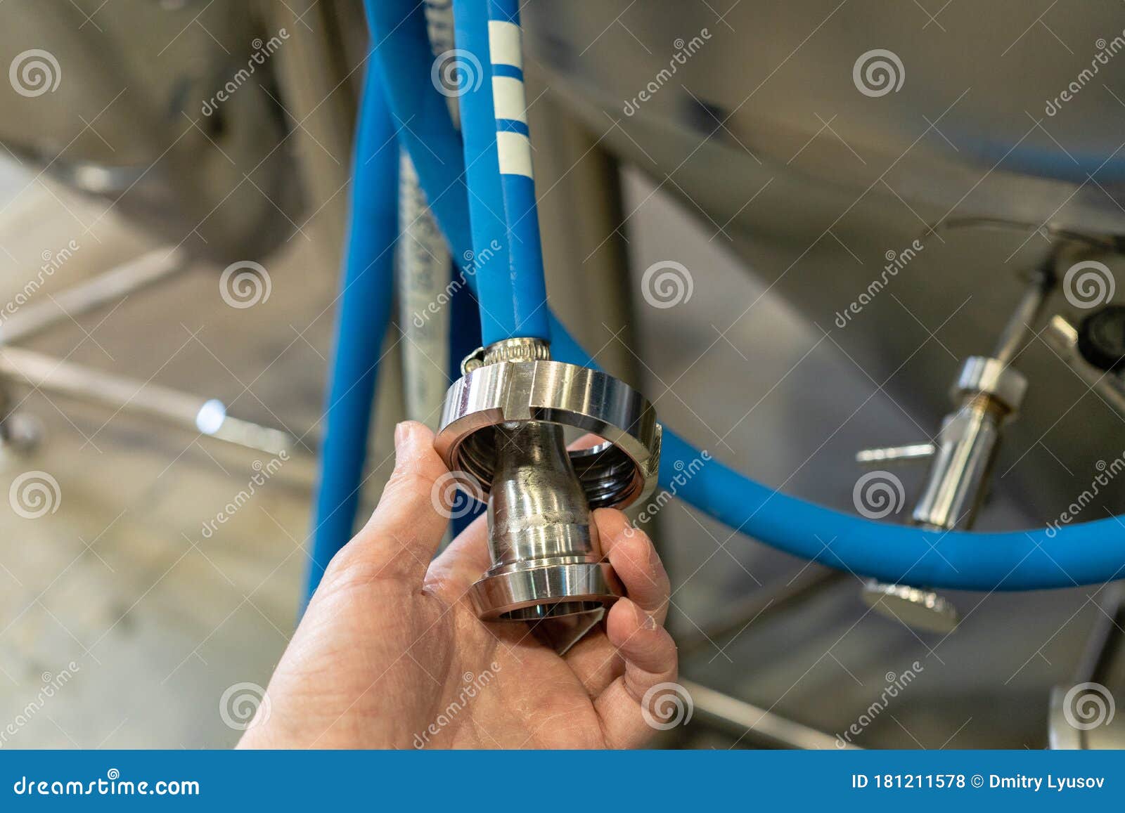 Beer Equipment Inside the Brewery. Gates, Pipe and Taps Stock Photo ...
