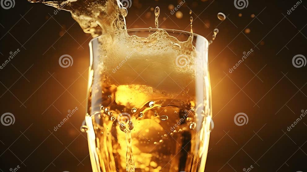 Beer falling into a glass stock illustration. Illustration of food ...
