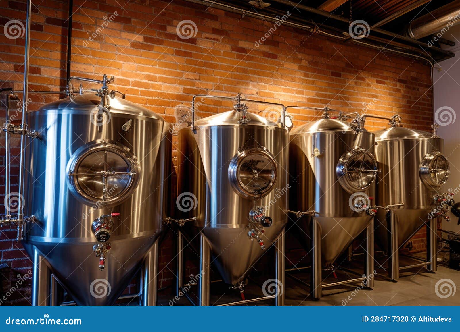 Beer Fermentation Tanks with Pressure Gauges Stock Illustration ...