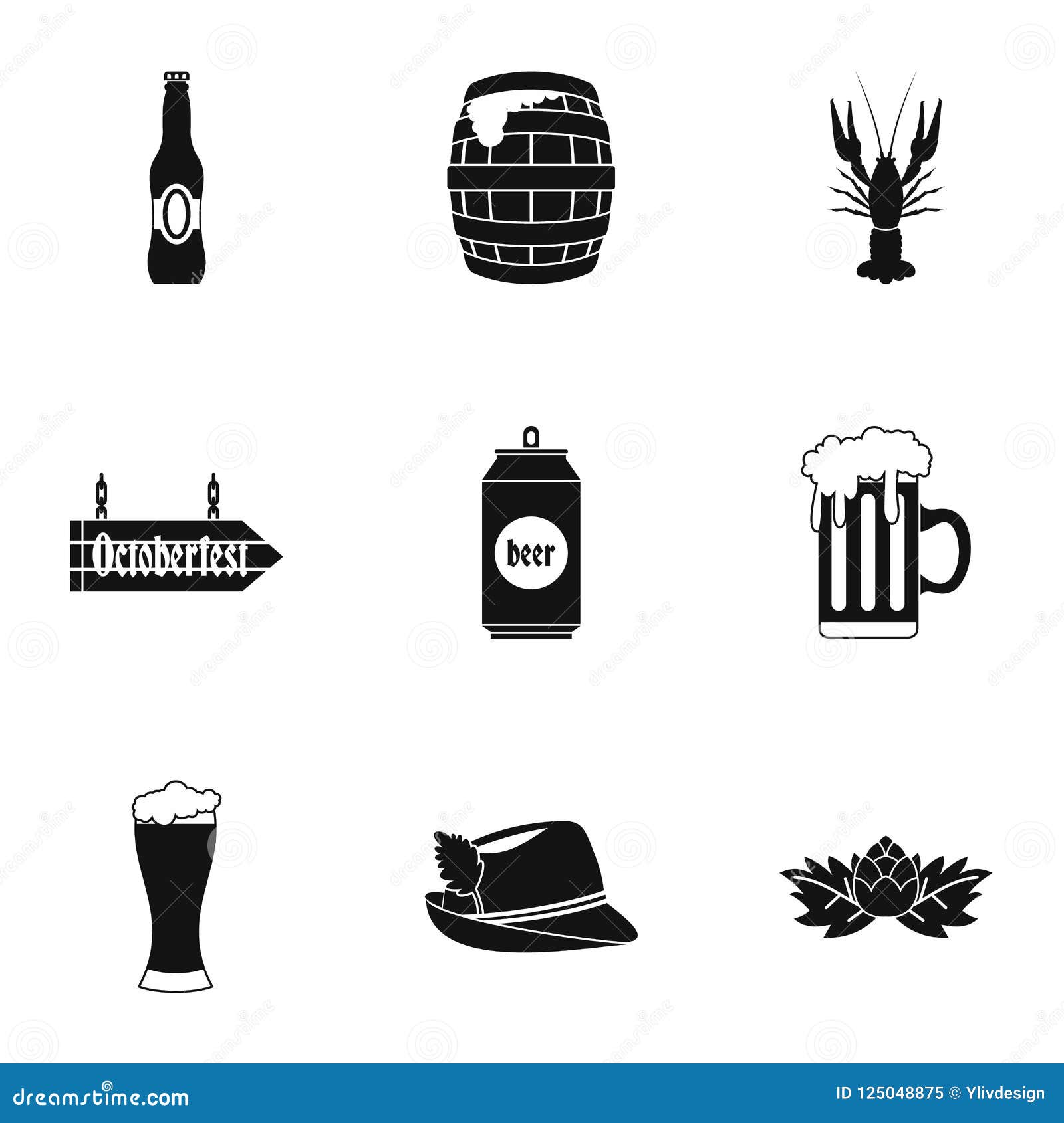 Beer Fest Icons Set, Simple Style Stock Illustration - Illustration of ...