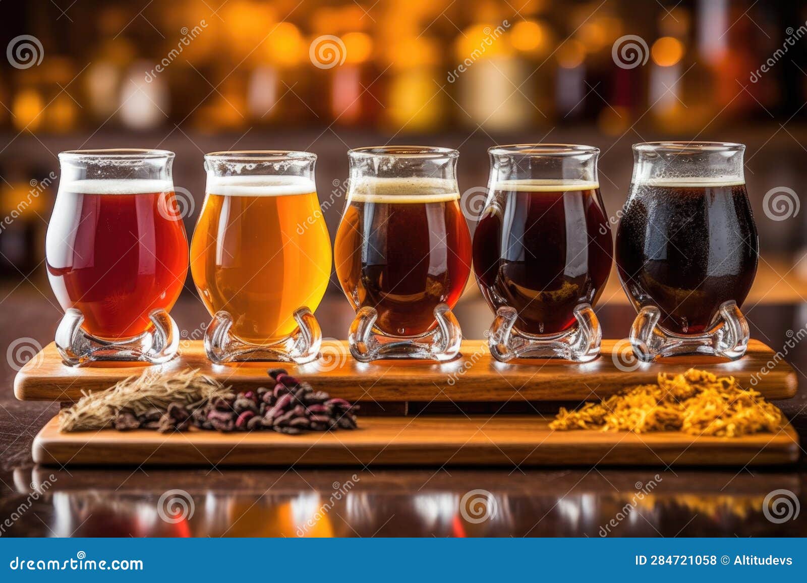 Beer Flight Sampler with Various Craft Brews Stock Illustration ...
