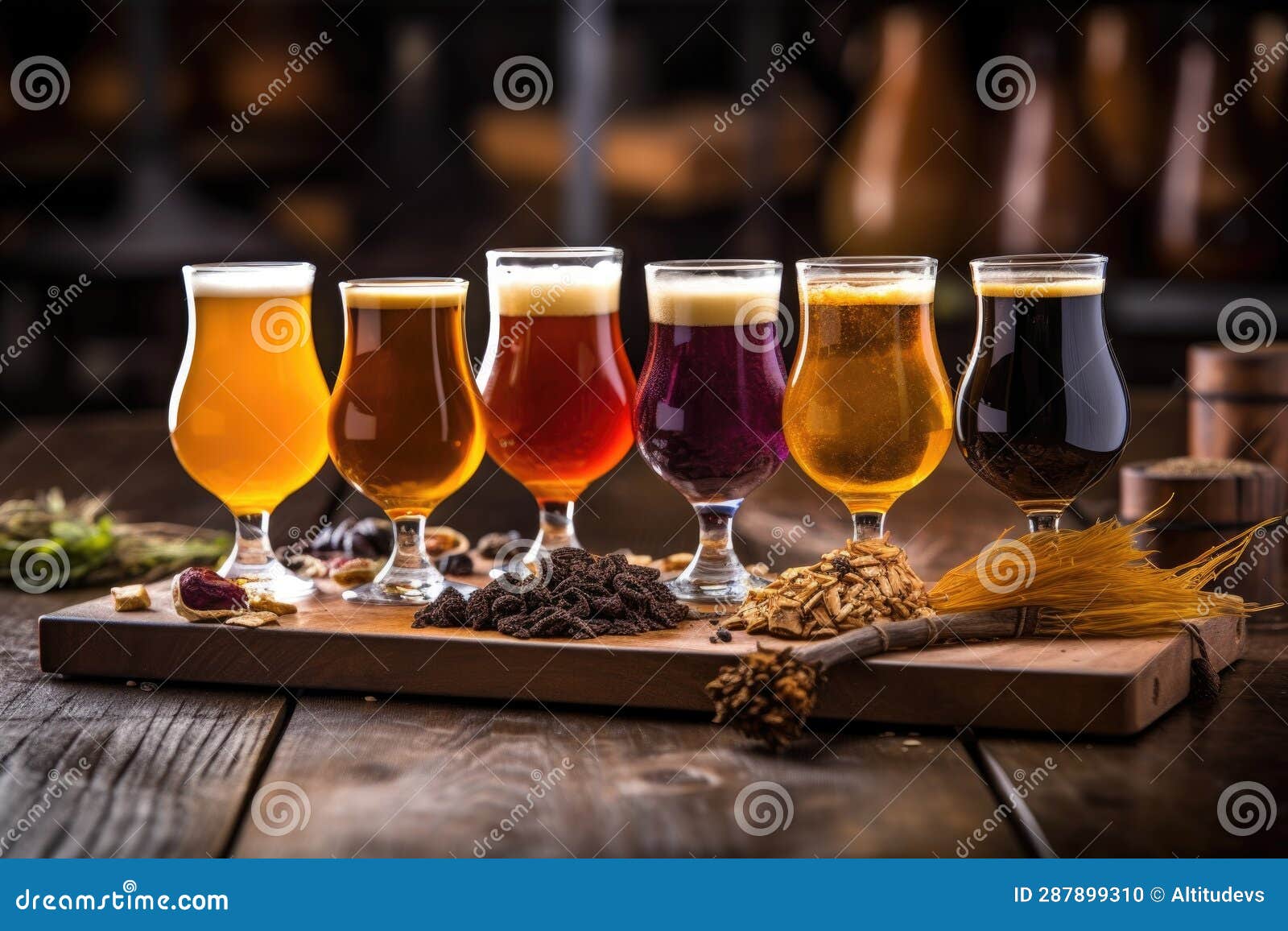 Beer Flight Sampler with Various Craft Brews Stock Illustration ...