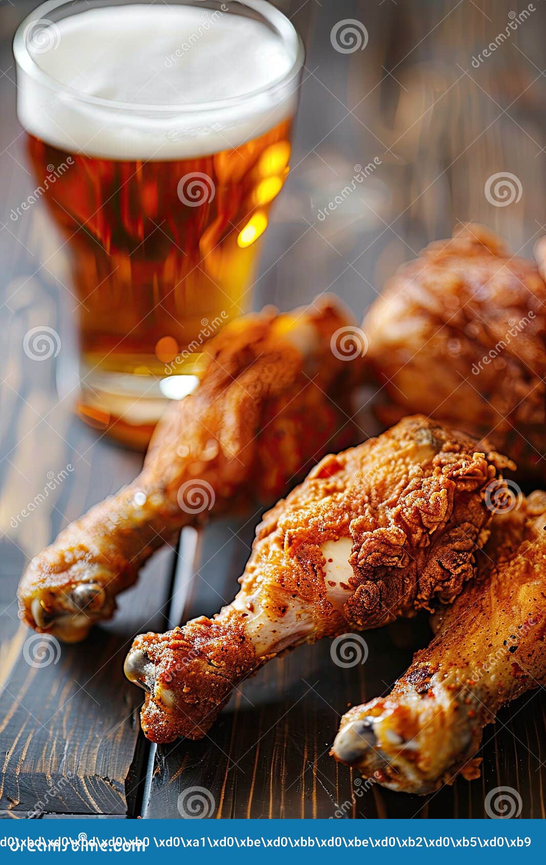 Beer and Fried Chicken Legs Close-up Stock Photo - Image of menu, baked ...