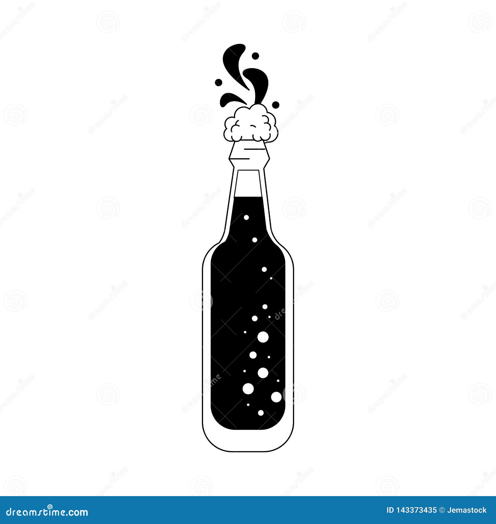 Beer Glass Bottle in Black and White Stock Vector - Illustration of ...