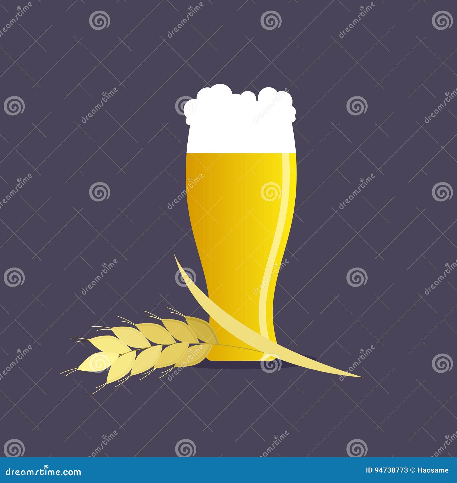 Beer Glass with Branch of Malt Stock Vector - Illustration of dark ...