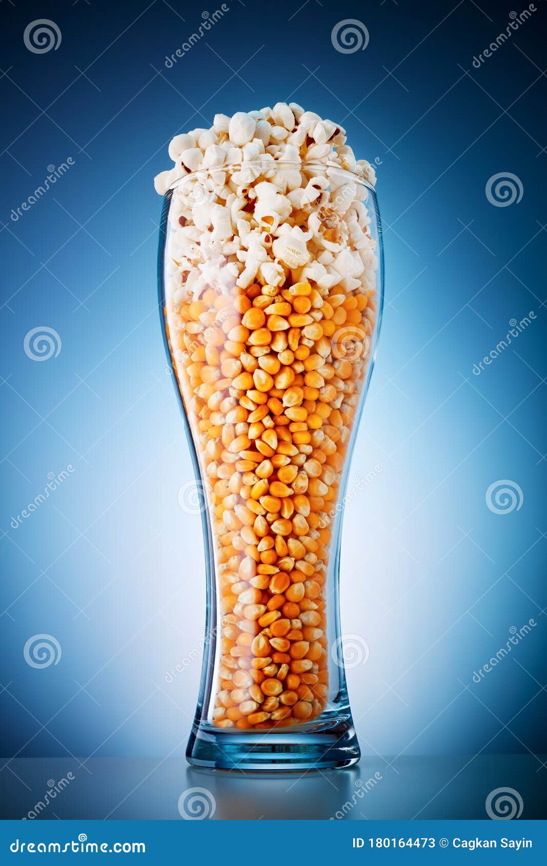 Beer Glass Filled With Popcorn And Corn Kernels Stock Image Image Of