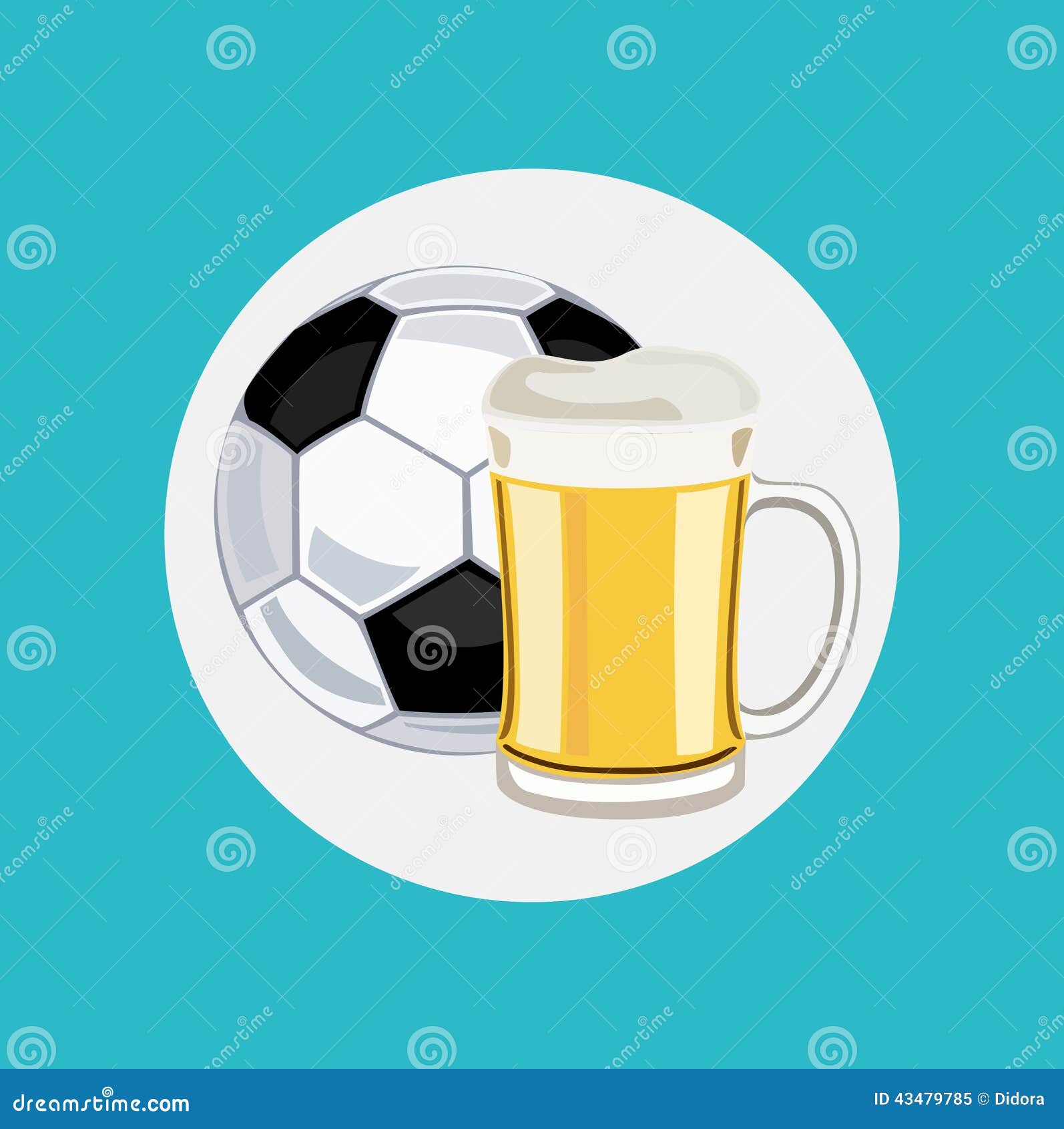 Beer Glass and Football Flat Icon Stock Vector - Illustration of foam ...